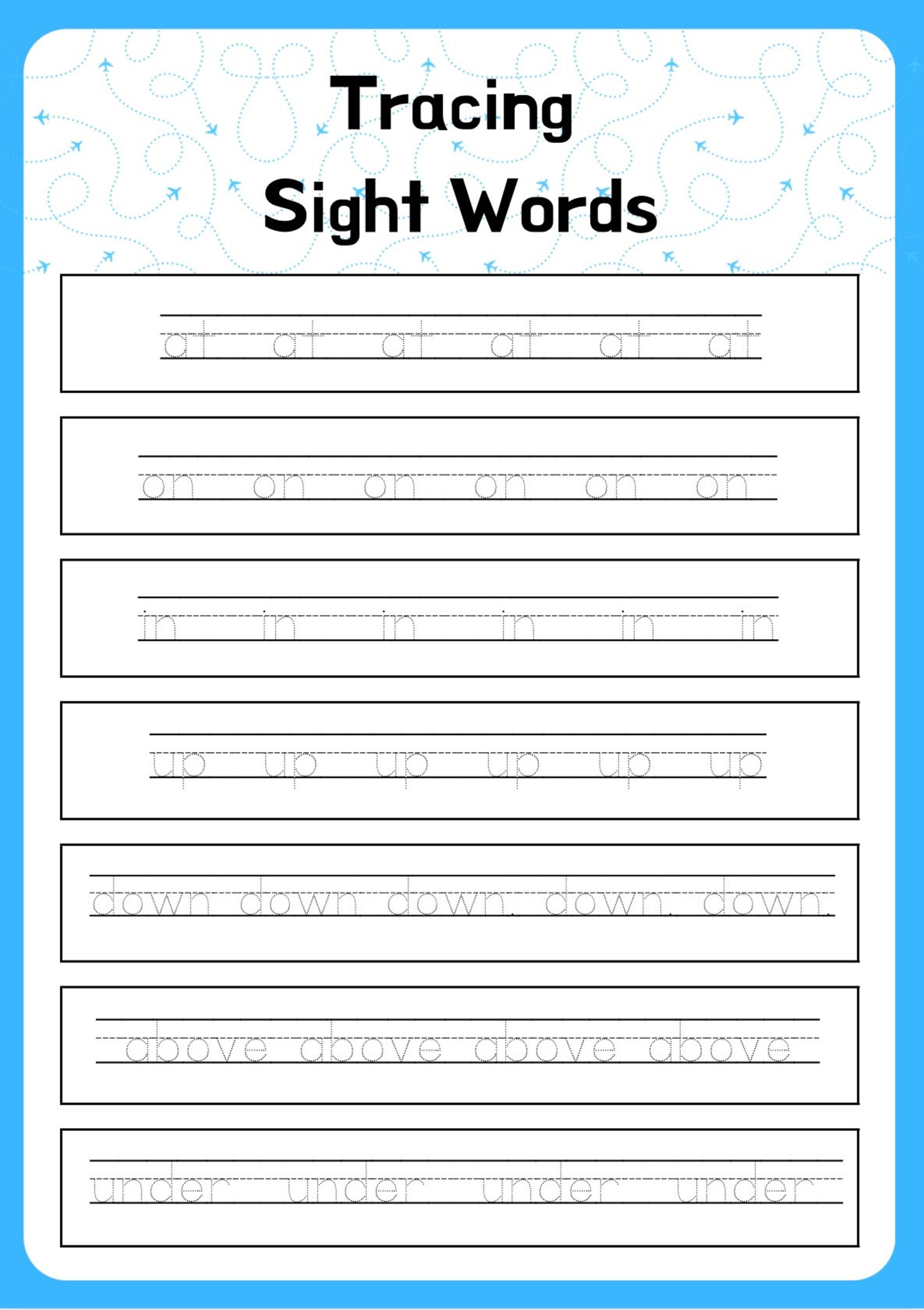 Sight Word Tracing Practice Worksheets Printable Educational - Etsy