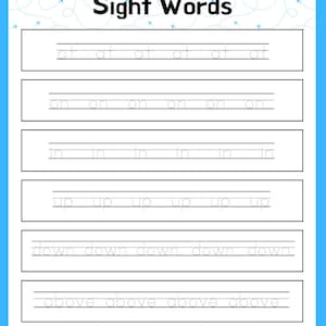 Sight Word Tracing Practice Worksheets Printable Educational - Etsy