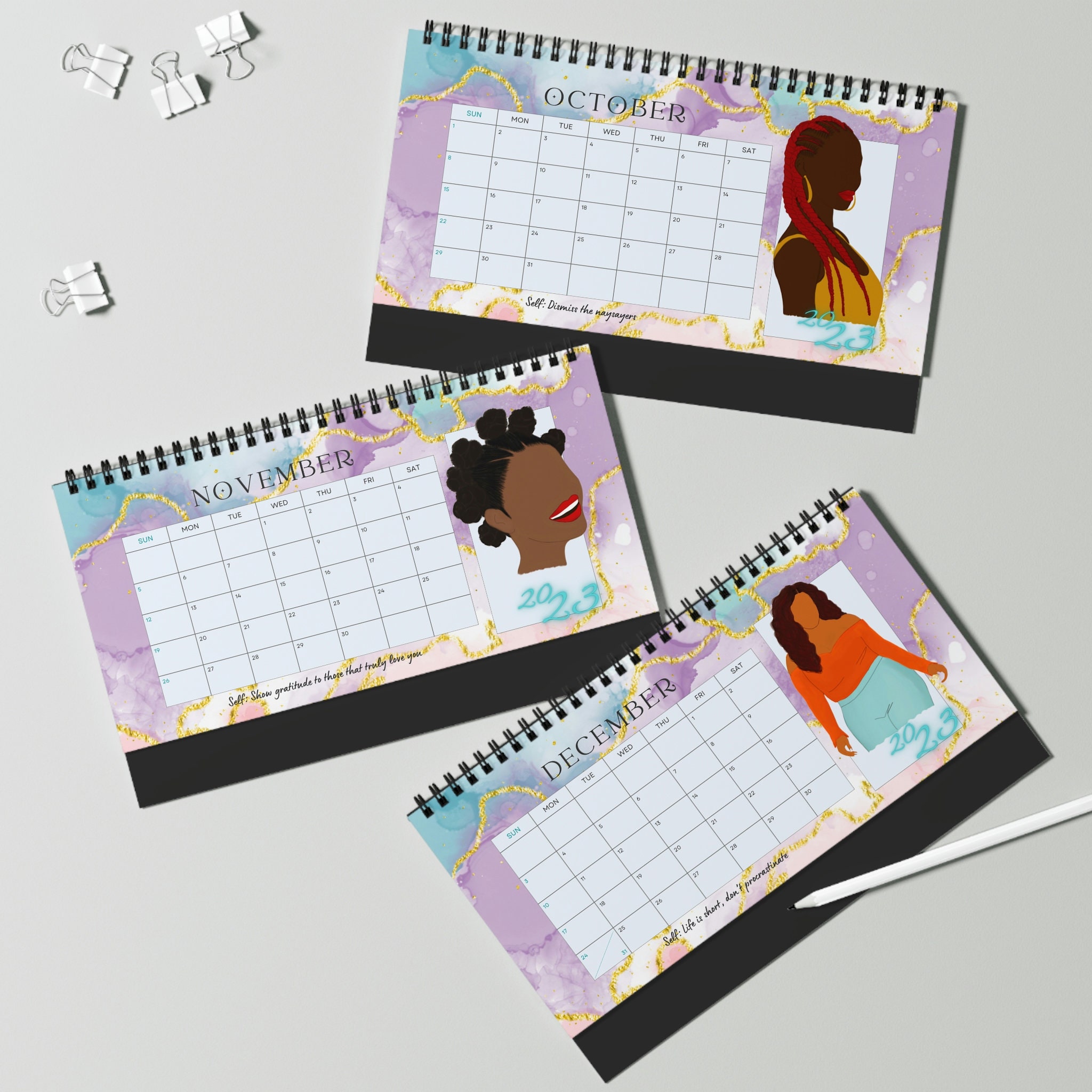 2023 Affirmations Self-love Desk Calendar black Girl Art Home Decor - Etsy