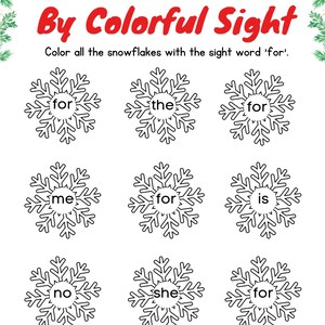 Sight Word Recognition Worksheets - Holiday Themed Printable Activity ...