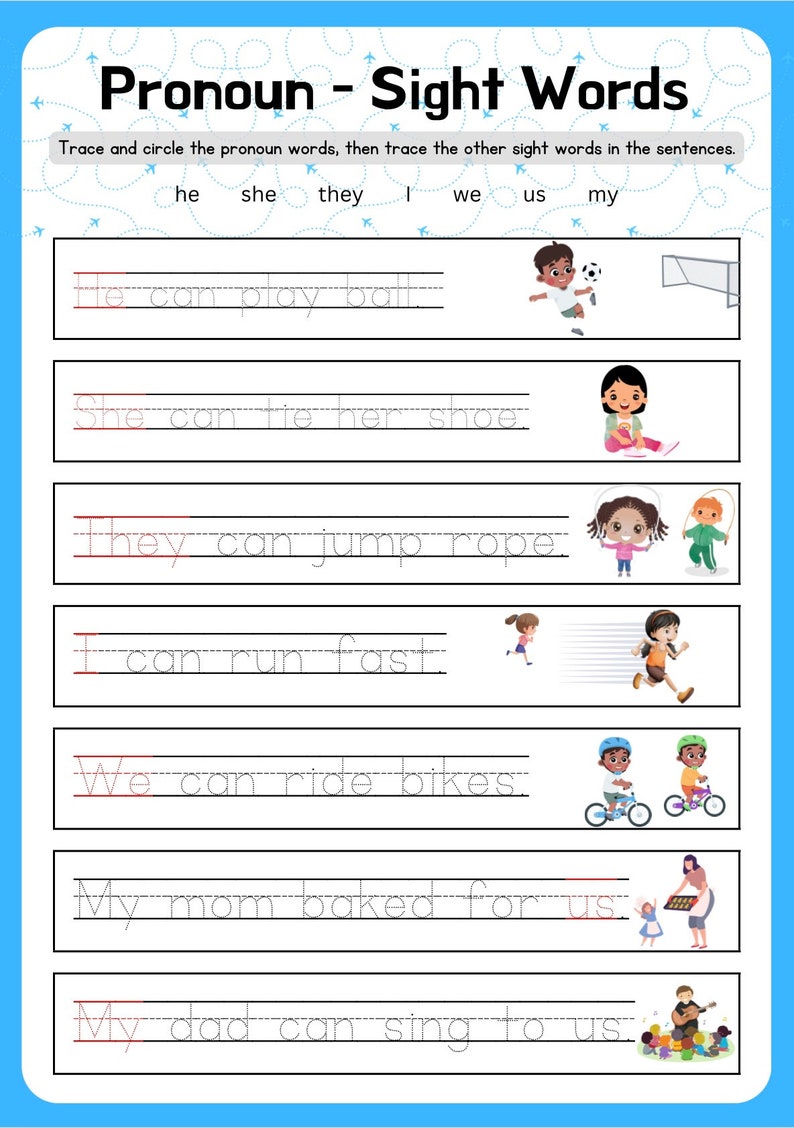 Sight Word Tracing Practice Worksheets Printable Educational - Etsy