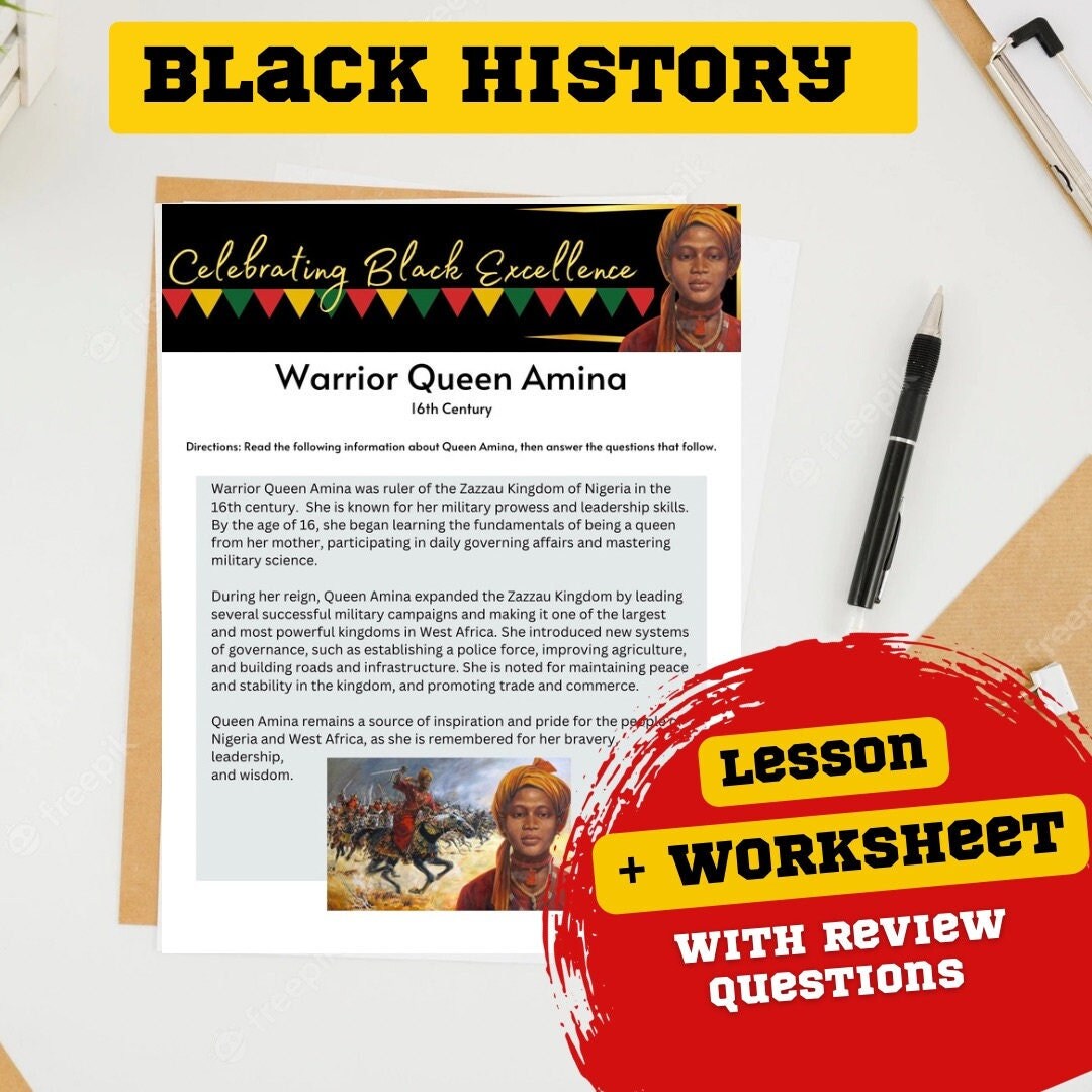 Black History Homeschool Worksheet - Warrior Queen Amina - African ...