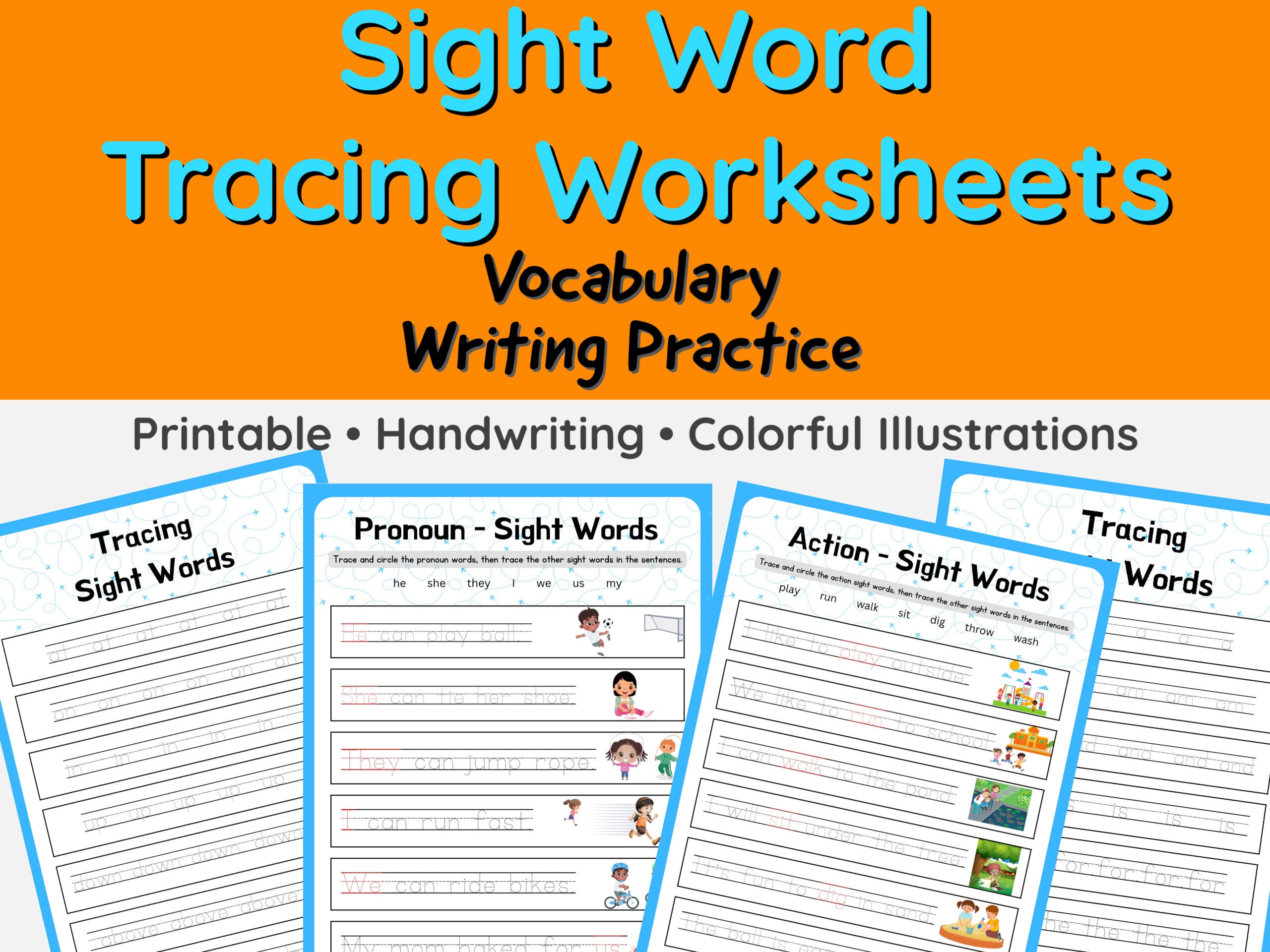 Sight Word Tracing Practice Worksheets - Printable Educational ...