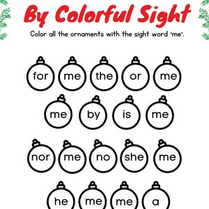 Sight Word Recognition Worksheets - Holiday Themed Printable Activity ...