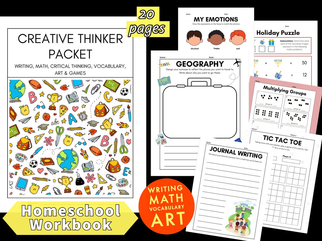 Creative Thinking Homeschool Workbook - Writing Math Vocabulary Art ...