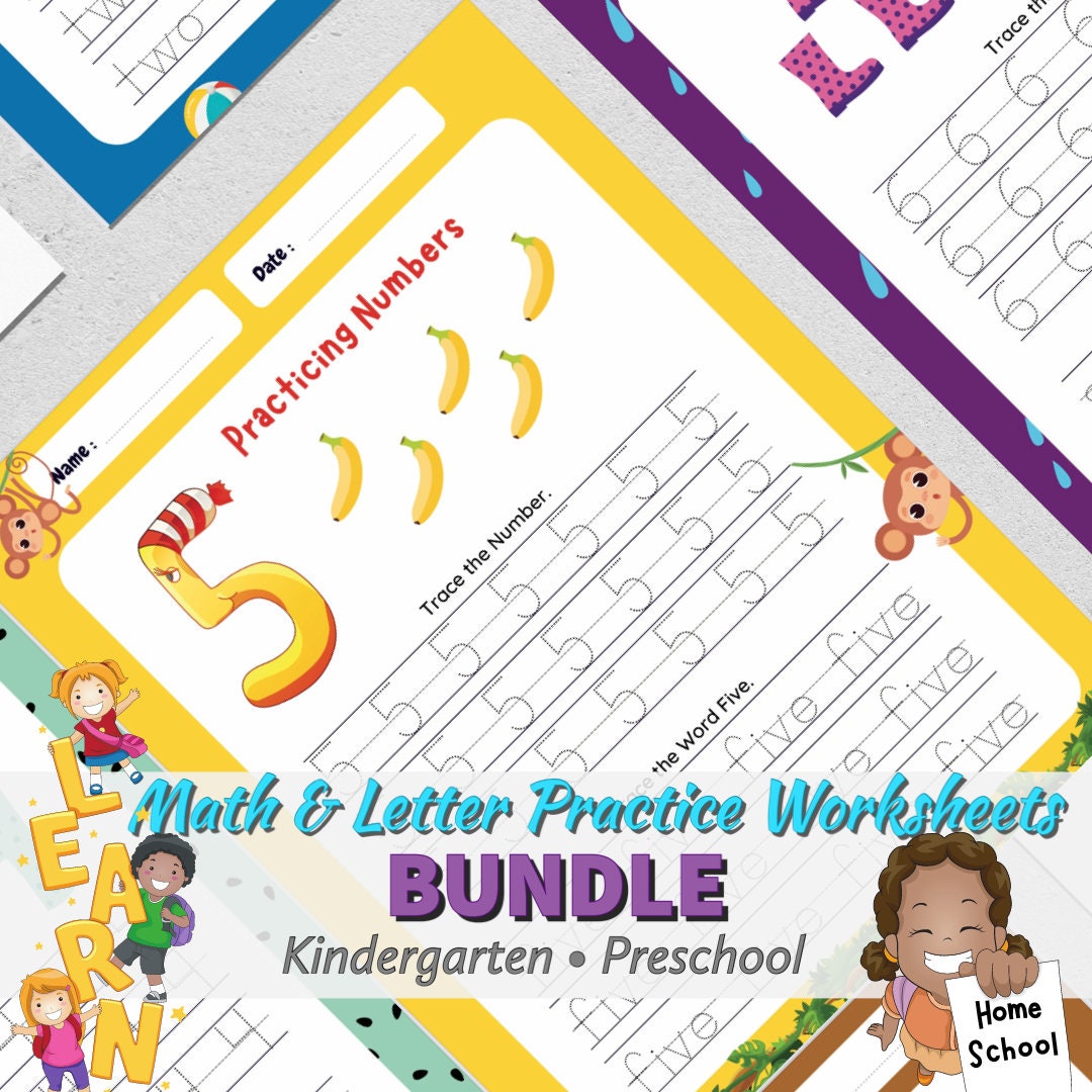 Math & Letter Practice ~ Printable Worksheets Bundle ~ Pre-k ...