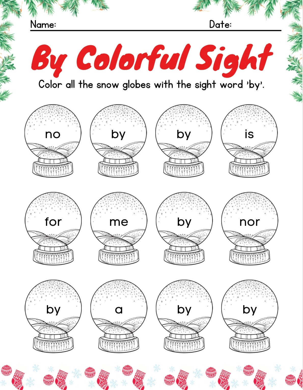 Sight Word Recognition Worksheets - Holiday Themed Printable Activity ...