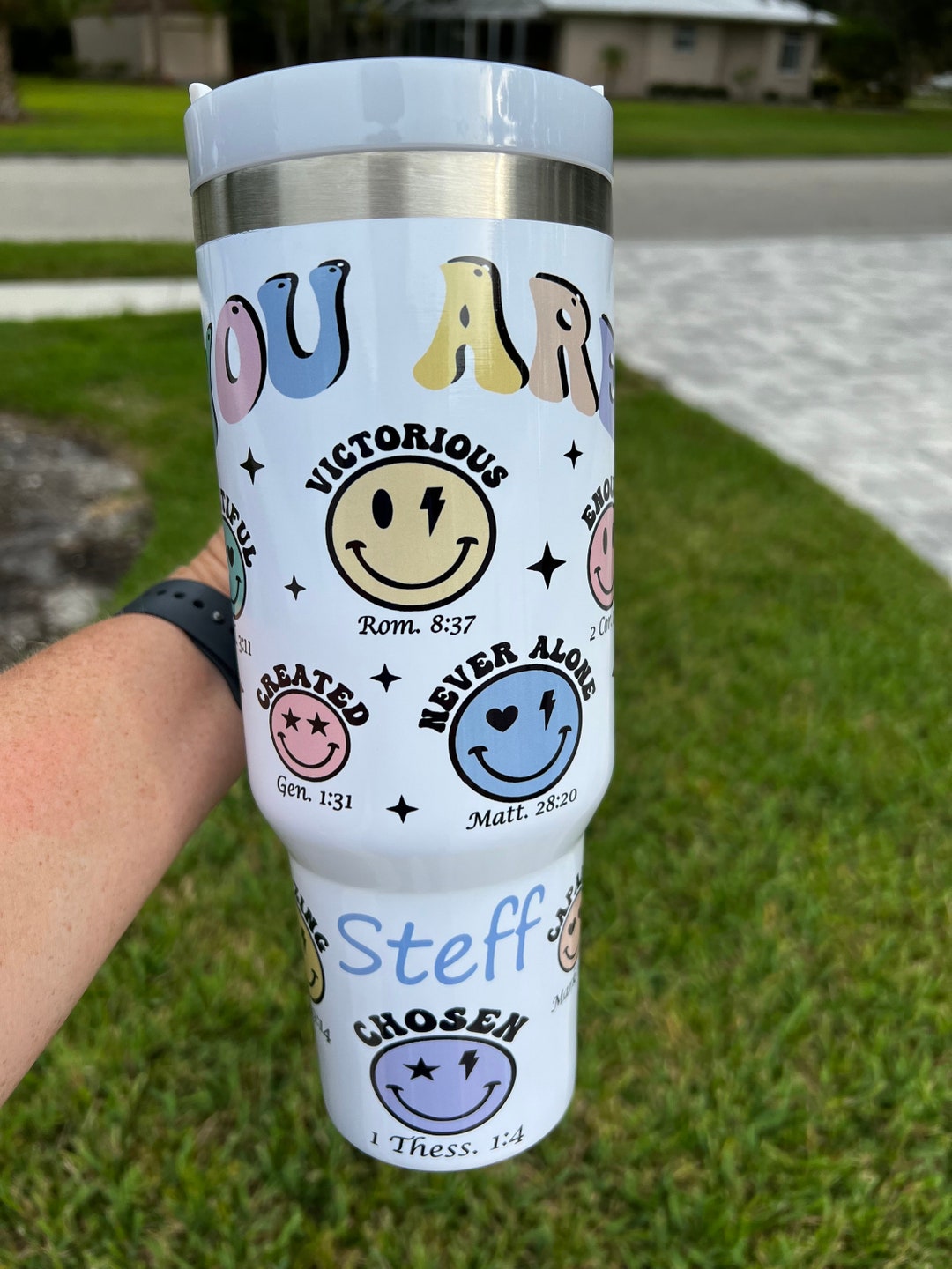 Smiley Face Affirmations Tumbler: 40oz Stainless Steel Insulated Cup - Etsy