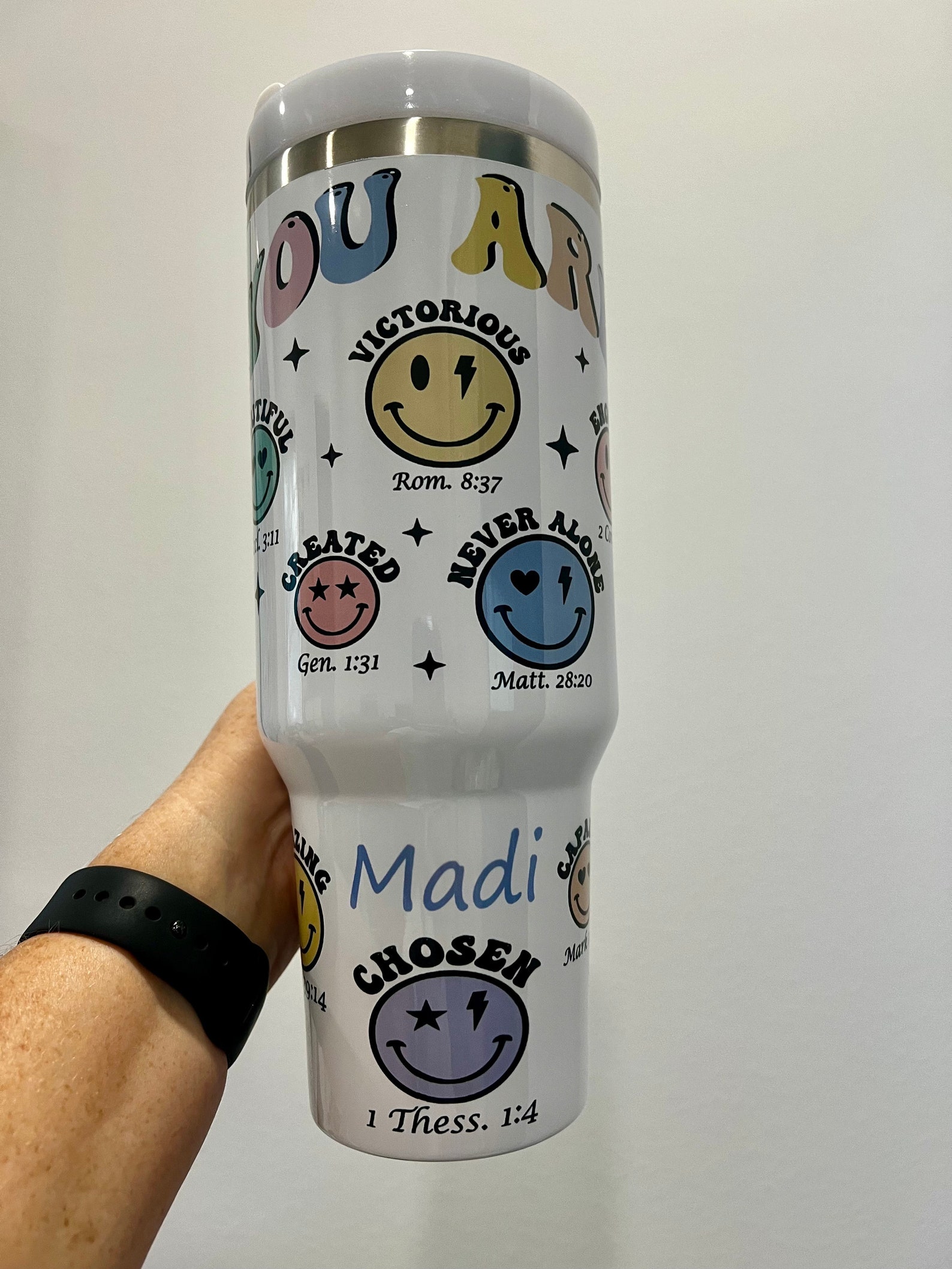 Smiley Face Affirmations Tumbler: 40oz Stainless Steel Insulated Cup - Etsy