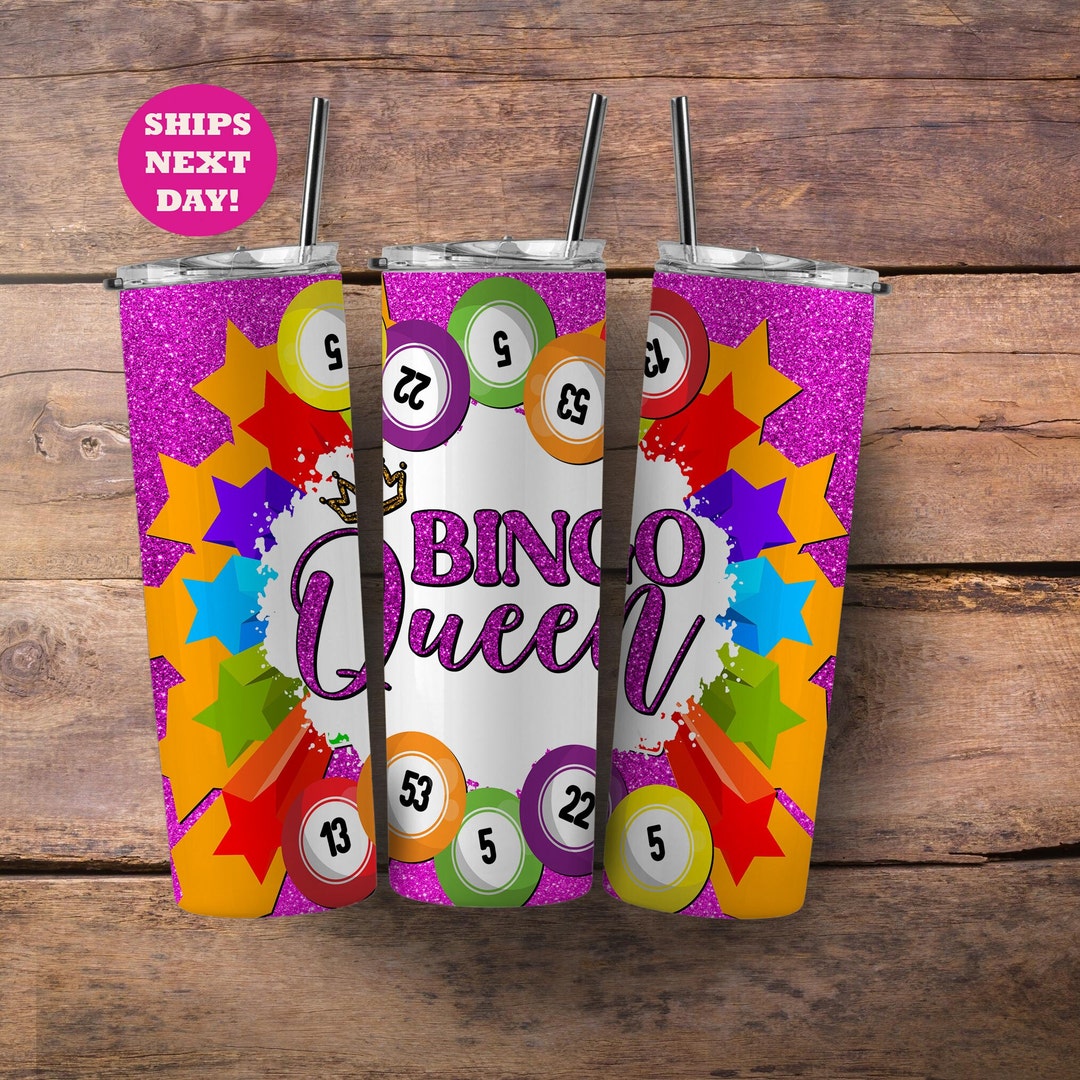 Bingo Queen 20oz Stainless Steel Tumbler With Metal Straw, Bingo Gift ...