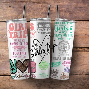 Girls Trip Vacation Tumbler With Metal Straw, Vacation Trip Gift ...