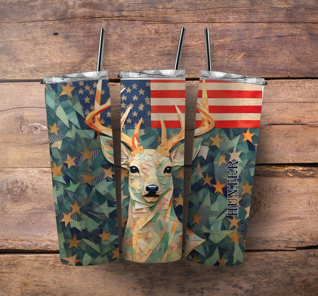 Custom Camo Deer 20oz Tumbler With Metal Straw, Buck Tumbler, Buck With ...