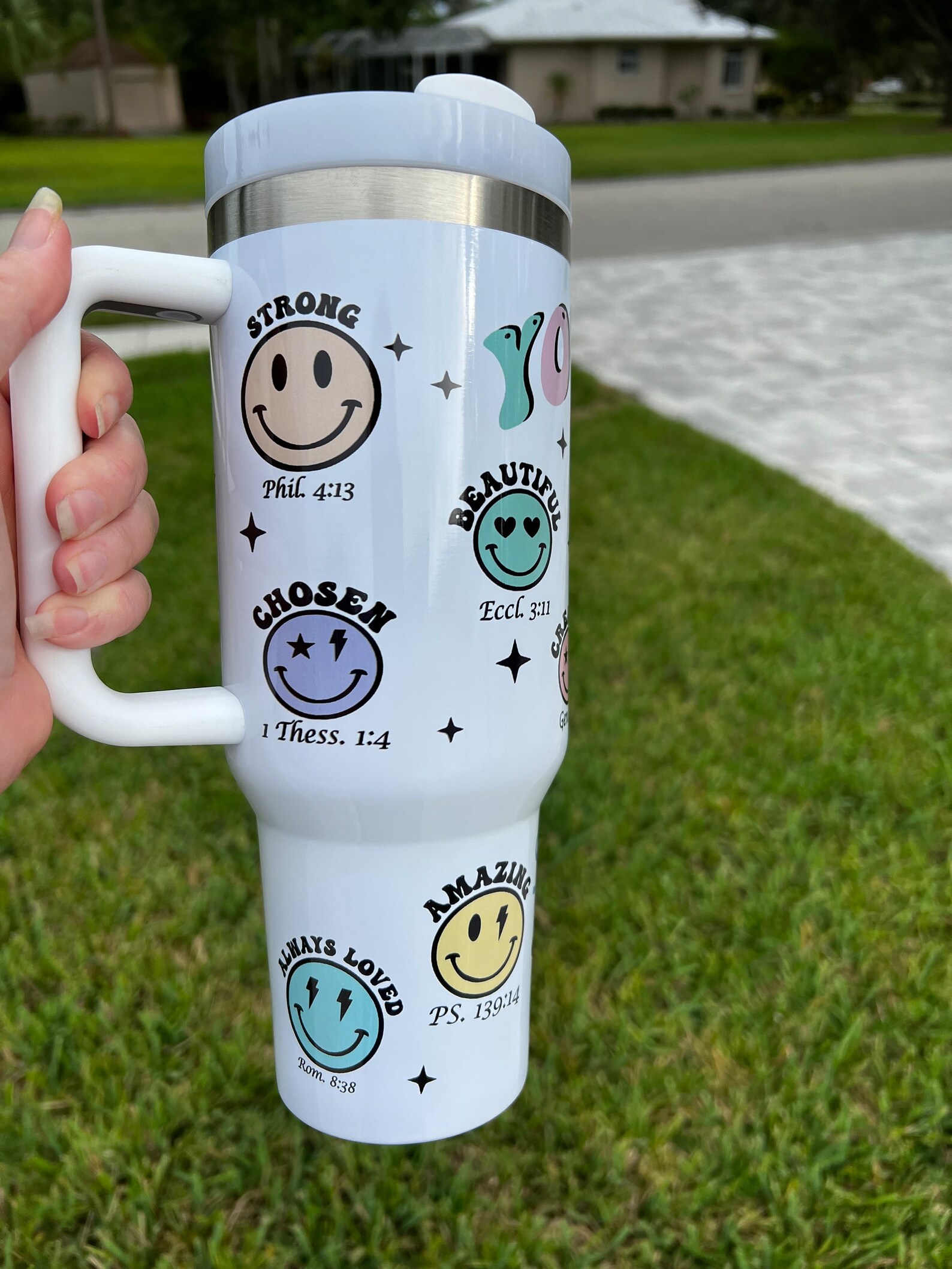 Smiley Face Affirmations Tumbler: 40oz Stainless Steel Insulated Cup - Etsy