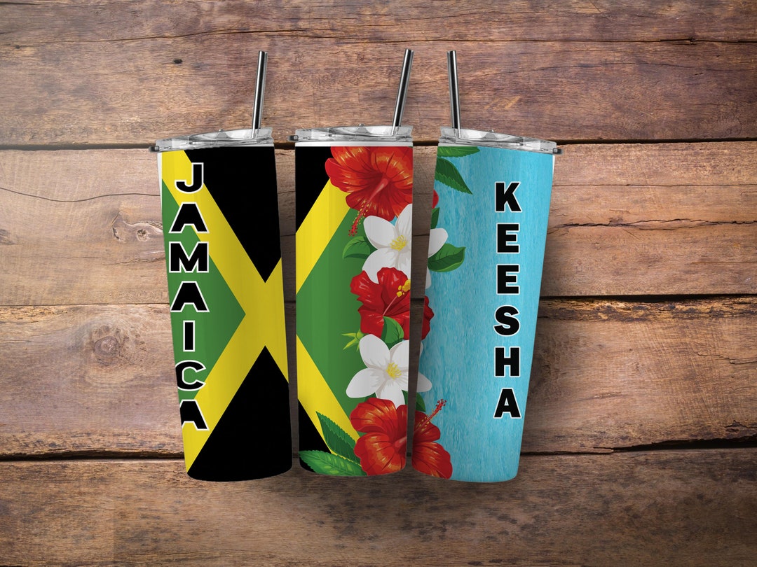 Jamaica Vacation Tumbler With Name and Metal Straw, Jamaica Trip Gift ...