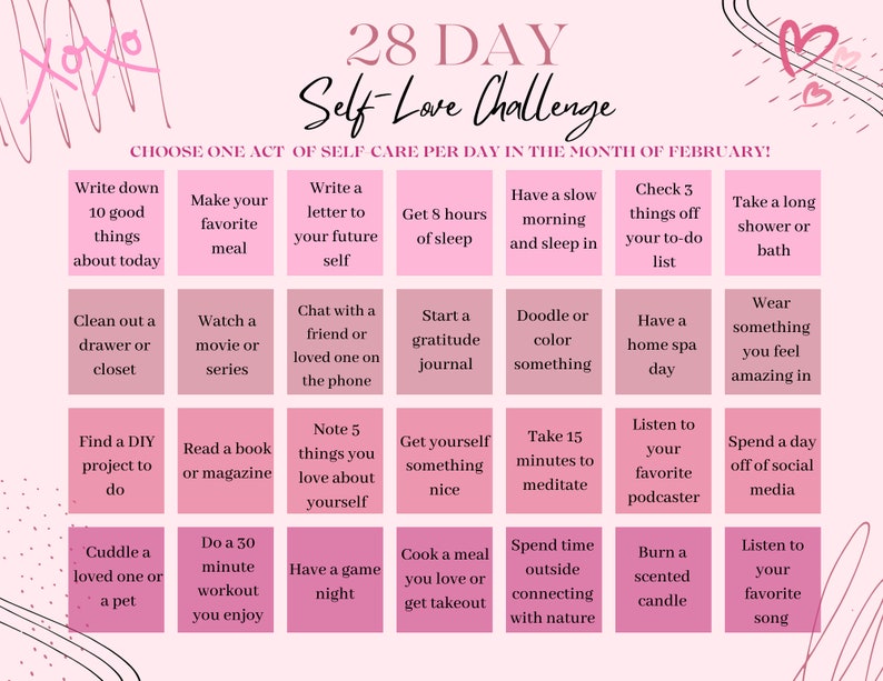 February Self-care Calendar - Etsy