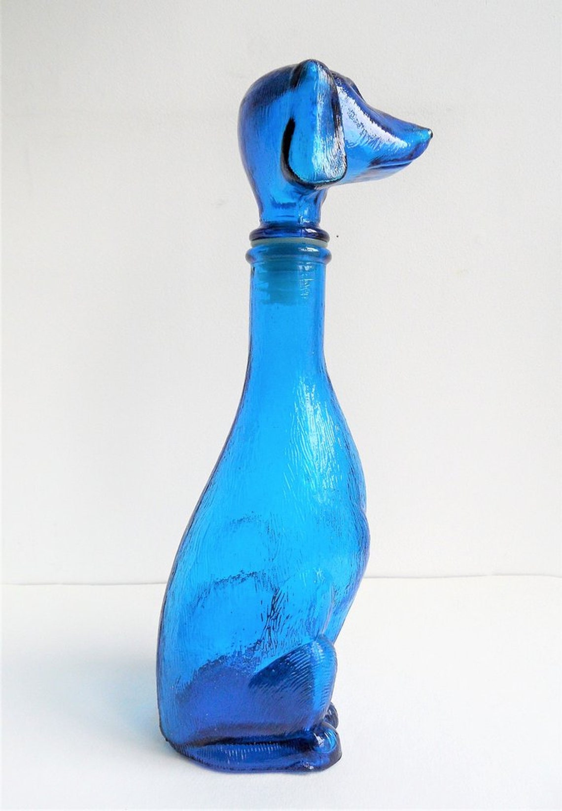 Rare Vintage Empoli Blue Glass Dog Decanter Made in Italy - Etsy