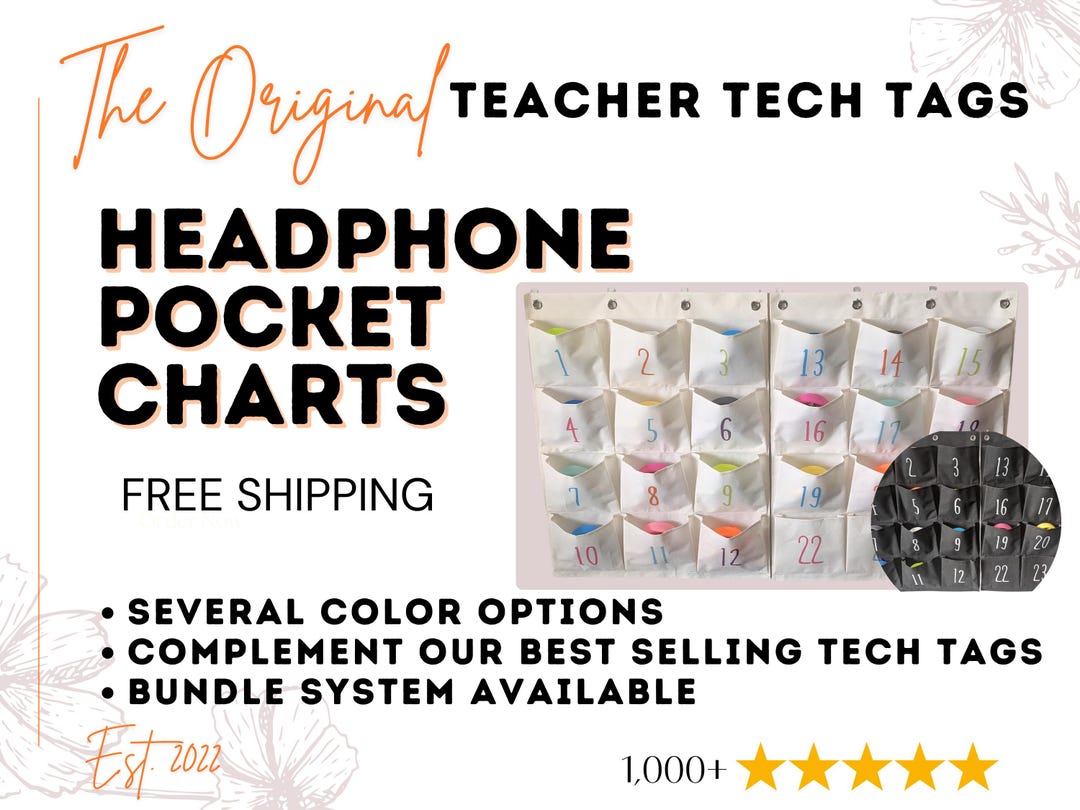 Classroom Chromebook Labels & Headphone Pocket Chart Bundle - Etsy