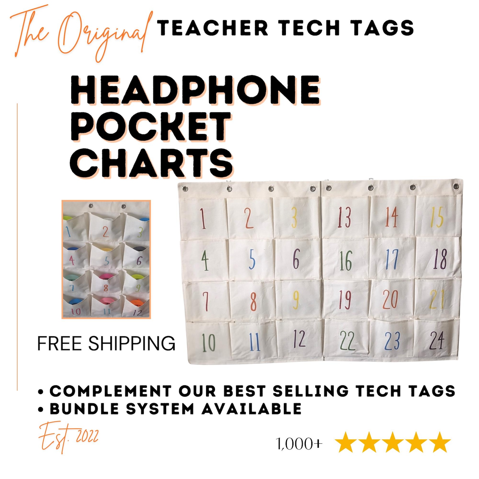 Classroom Chromebook Labels & Headphone Pocket Chart Bundle - Etsy