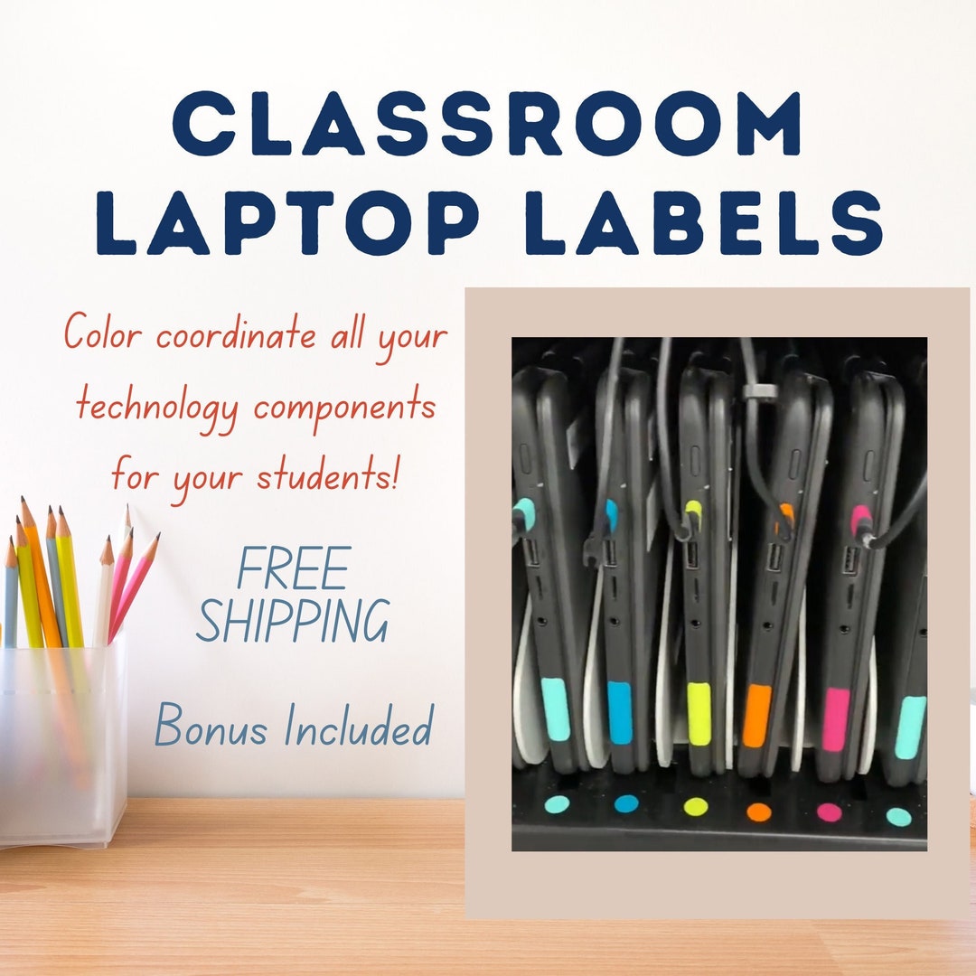 Classroom Laptop Label for Classroom Organization With Color Coded ...