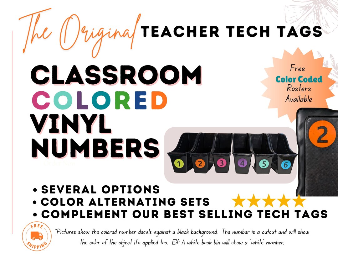 Colorful Vinyl Number Decals for Classroom Cubbies and Organization ...