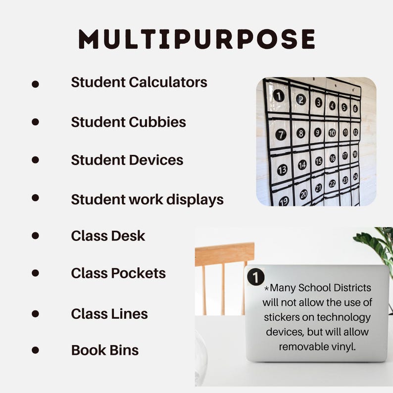 Vinyl Classroom Number Decals Student Organization Labels Desk Cubby ...