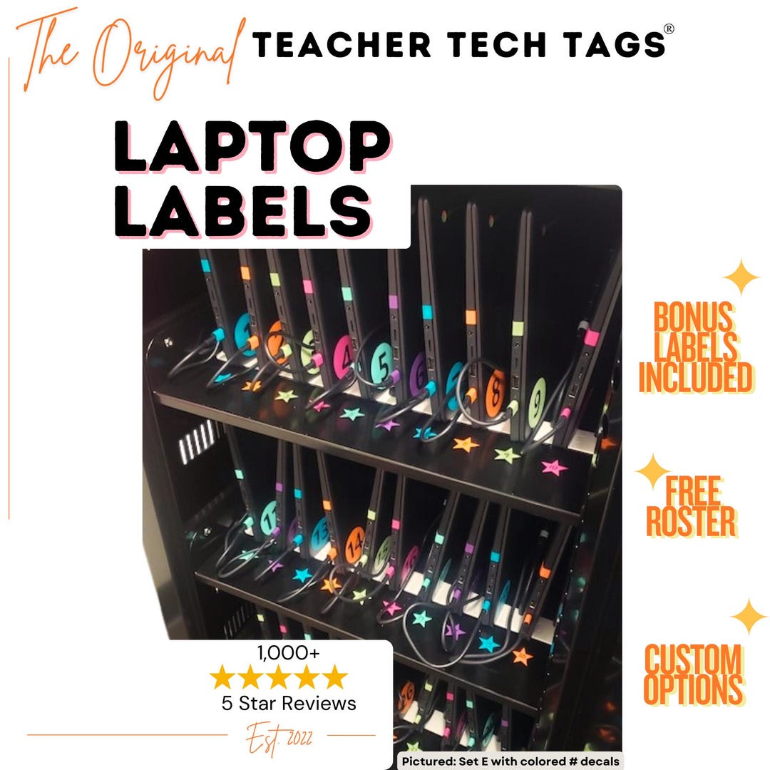 Laptop Labels Classroom Organization Color Coded Waterproof Device ...