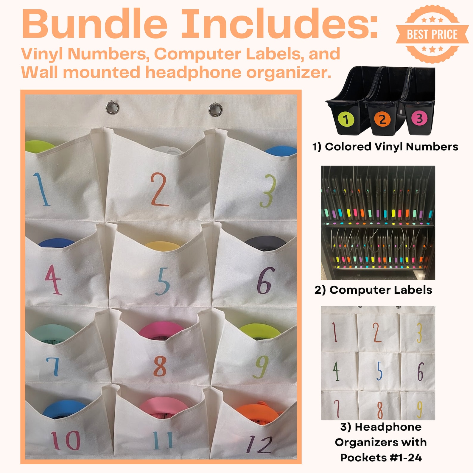 Classroom Chromebook Labels & Headphone Pocket Chart Bundle - Etsy