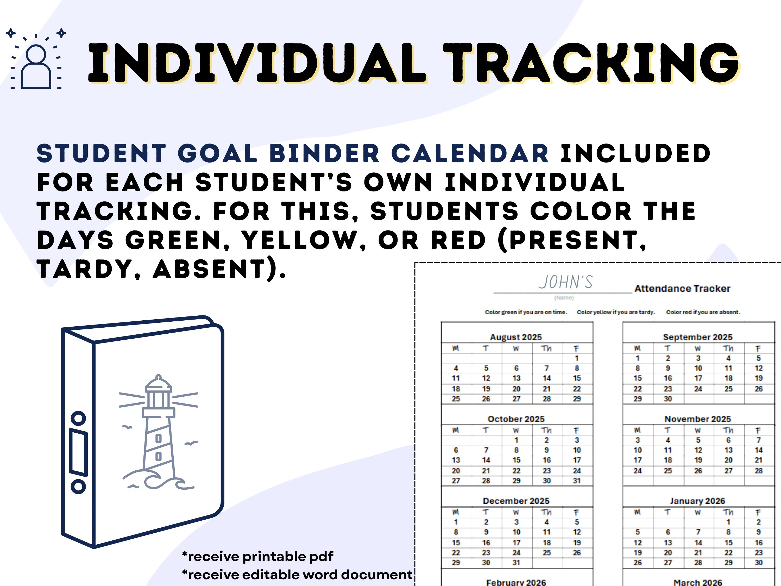 Classroom Attendance Tracker | Year Round Goal & Reward System K-8 ...
