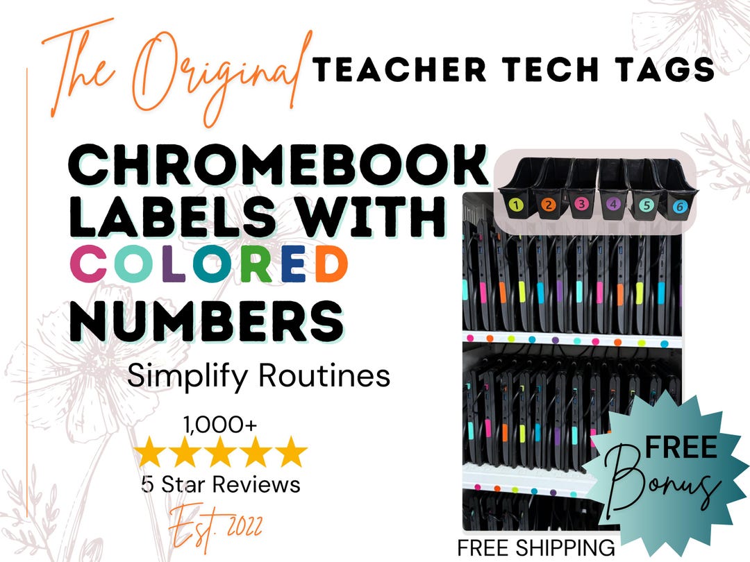 Chromebook Labels With Colored Numbers for Classroom Organization - Etsy