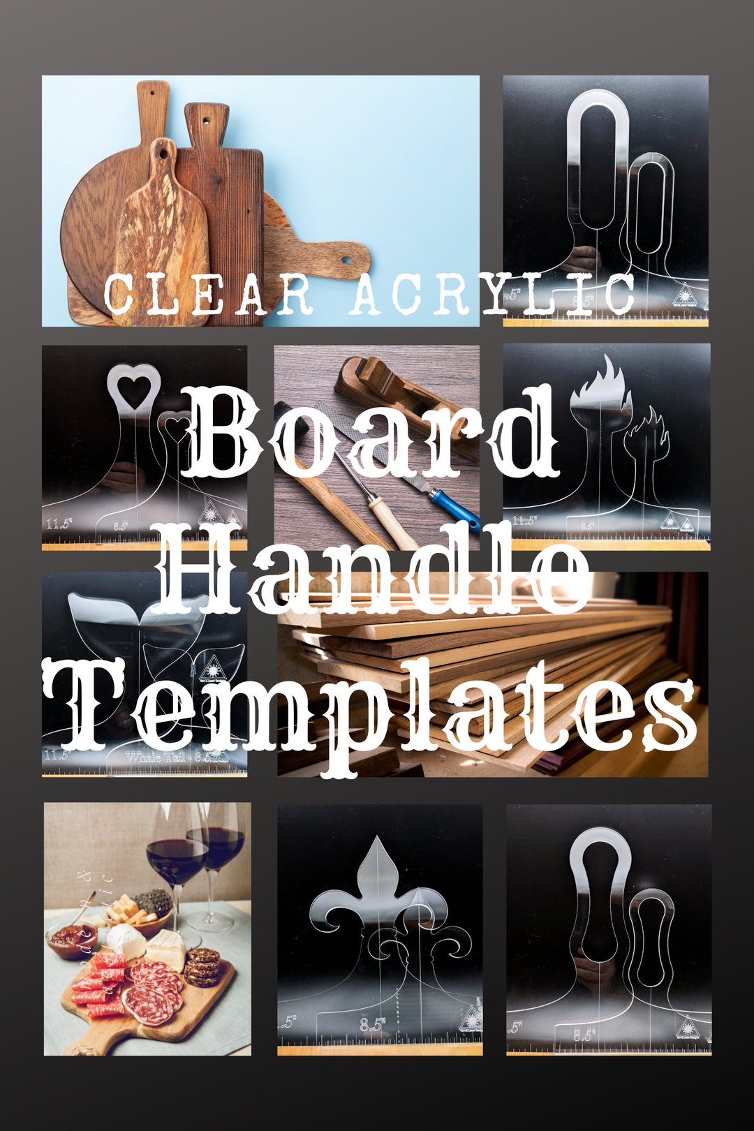 Acrylic Handle Router Templates for Charcuterie, Cheese and Cutting ...