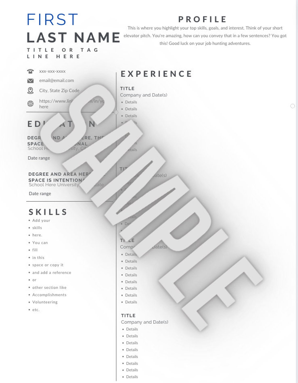 CUSTOM Resume With Editable Template- Simple Resume - Etsy