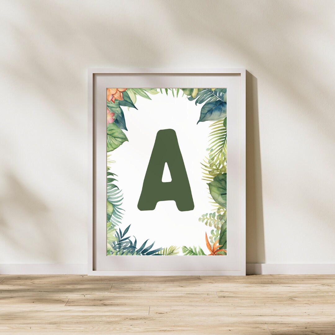 Jungle Alphabet, Green Printable Alphabet, Greenery Letters, Letter ...