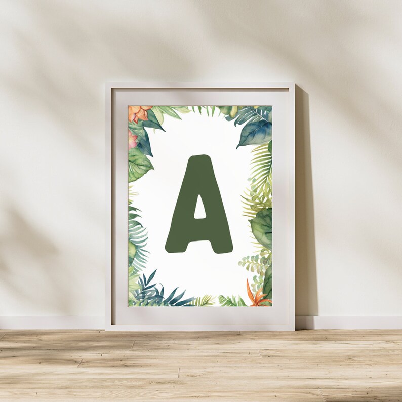 Jungle Alphabet, Green Printable Alphabet, Greenery Letters, Letter ...