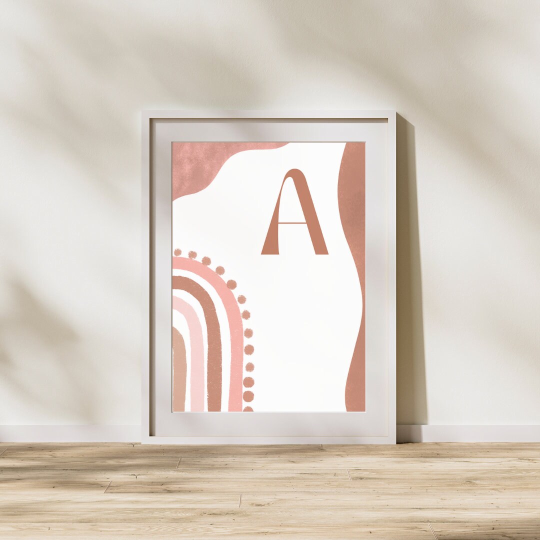 Alfabeto rosa boho, alfabeto imprimible rosa, letras boho, arte de ...