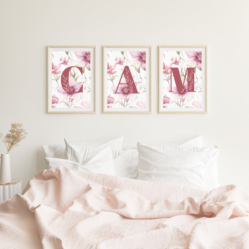 Floral Pink Alphabet, Pink Printable Alphabet, Floral Letters, Letter ...