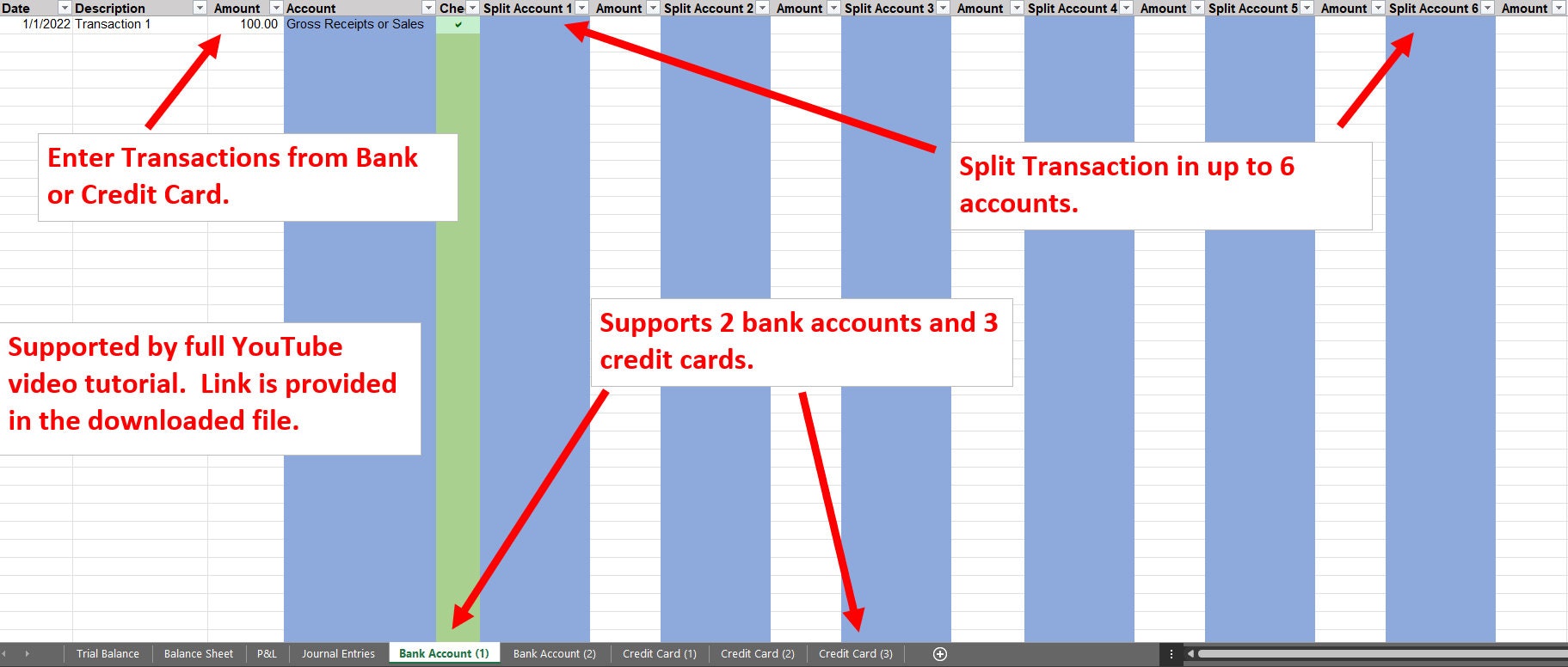 Accrual Basis Accounting Excel Spreadsheet | Trial Balance, Balance ...