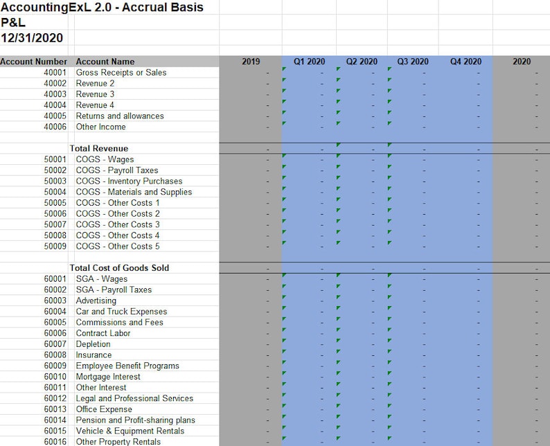 Accrual Basis Accounting Excel Spreadsheet | Trial Balance, Balance ...