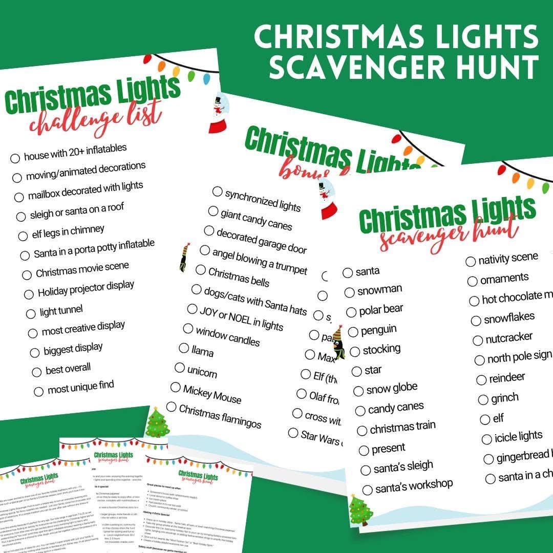 Digital Christmas Lights Scavenger Hunt Printable - Fun Holiday ...