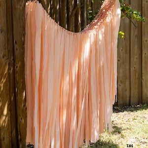 Peach Plastic Fringe Ceiling Install, Streamer Design, Wedding Decor ...