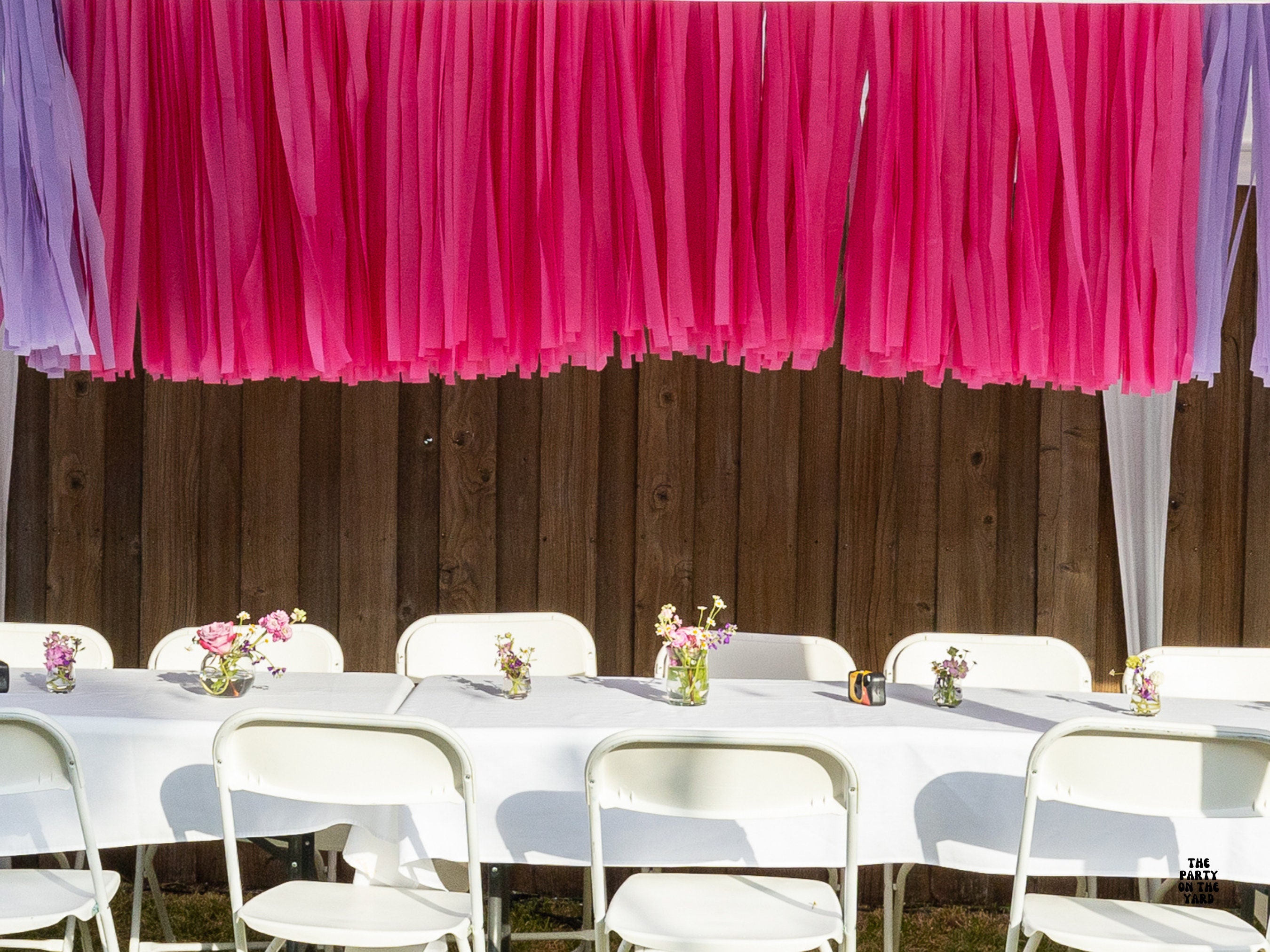 Wedding Decor, Plastic Fringe Ceiling Install, Voluminous Fringe ...