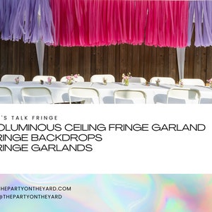 Peach Plastic Fringe Ceiling Install, Streamer Design, Wedding Decor ...