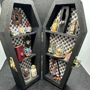Halloween Coffin Display Shelves Miniature, Filled, Handmade Items and ...
