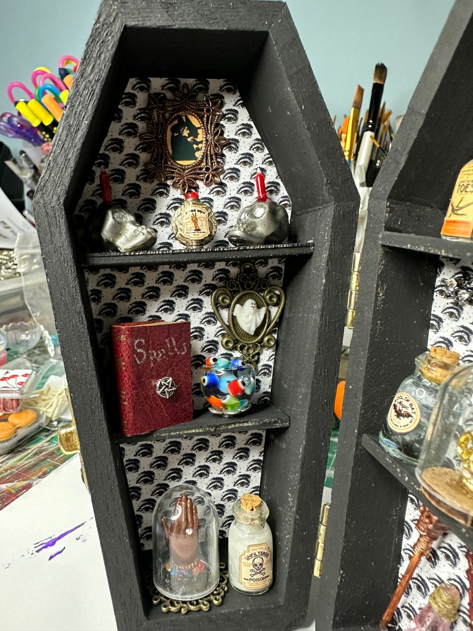 Halloween Coffin Display Shelves Miniature, Filled, Handmade Items and ...