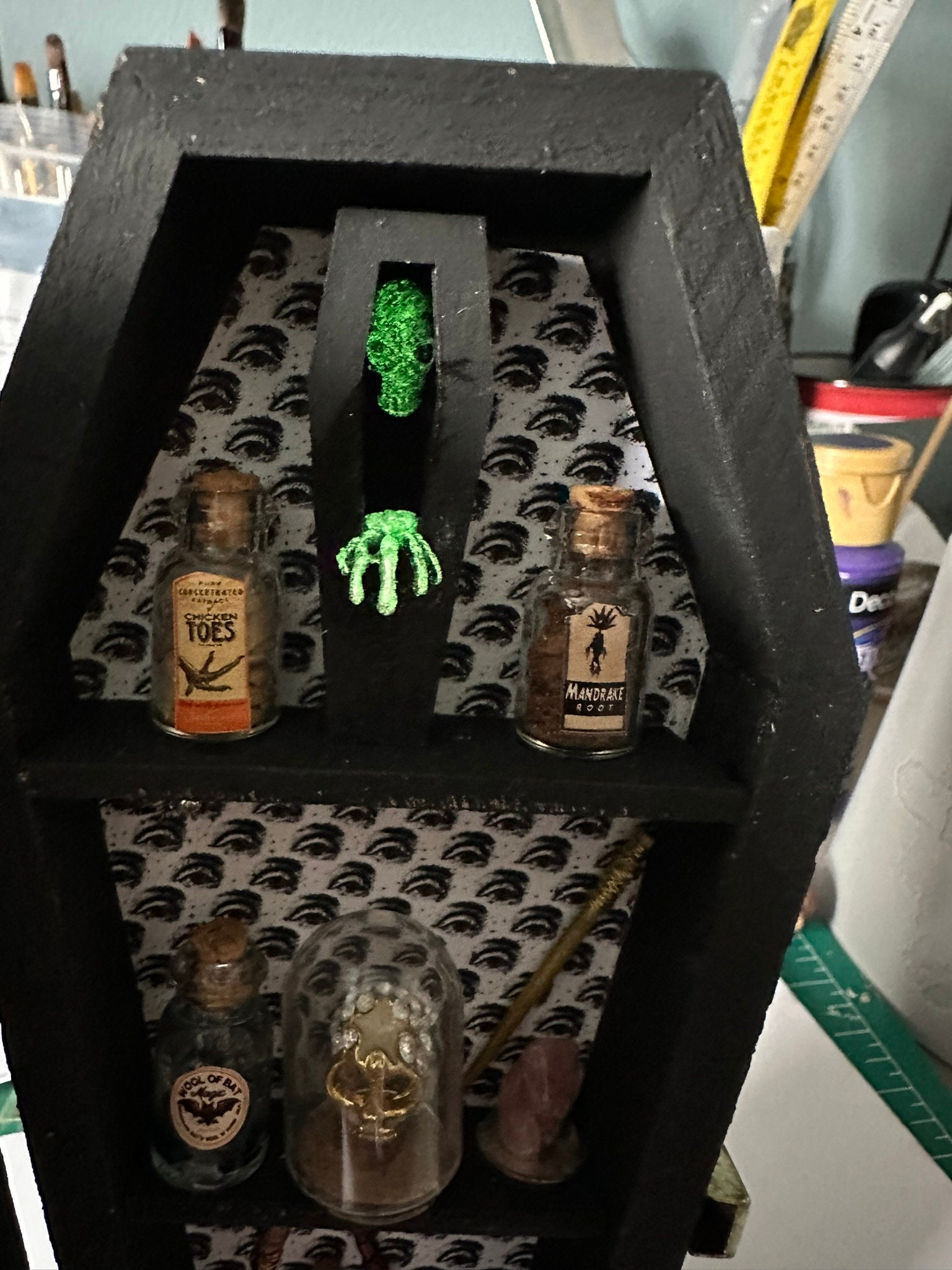 Halloween Coffin Display Shelves Miniature, Filled, Handmade Items and ...