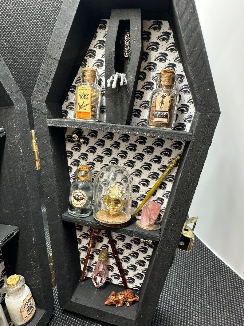 Halloween Coffin Display Shelves Miniature, Filled, Handmade Items and ...