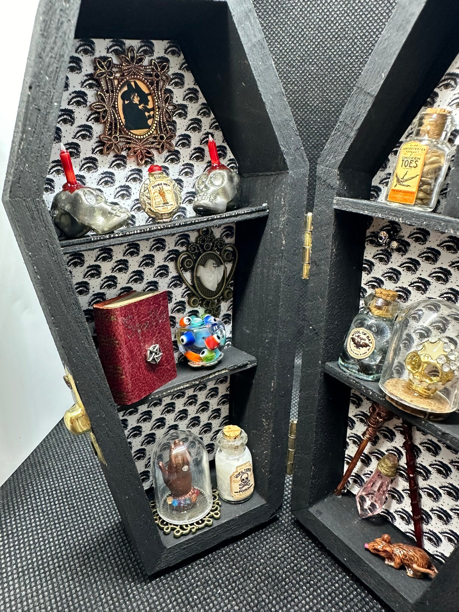 Halloween Coffin Display Shelves Miniature, Filled, Handmade Items and ...