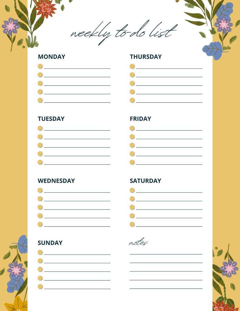 Printable Weekly Todo List - Etsy