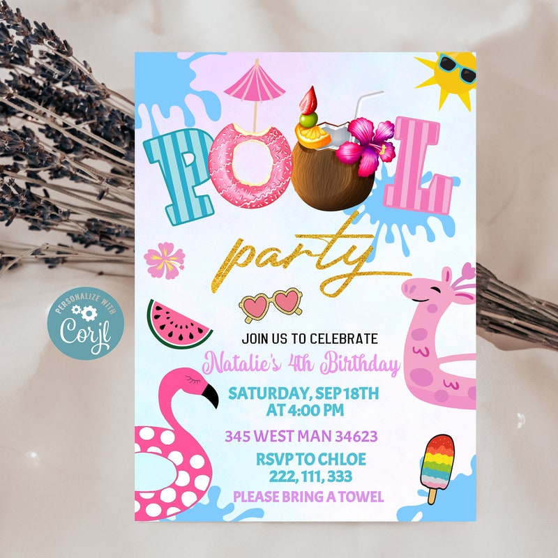 Pool Party Invite - Etsy