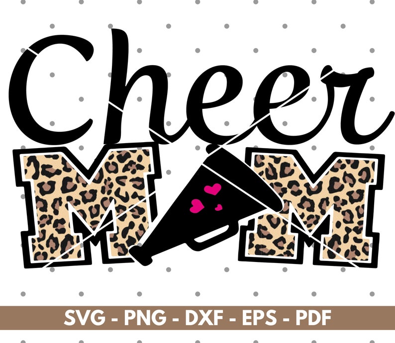 Cheer Mom SVG Leopard Print SVG Megaphone Svg Pom Pom Svg - Etsy