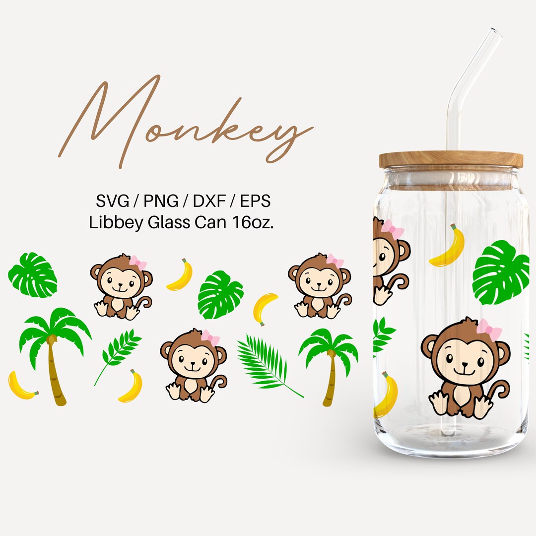 Monkey Glass Cup Svg Ice Coffee Cup Png Glassware Svg Coke Glass Can ...